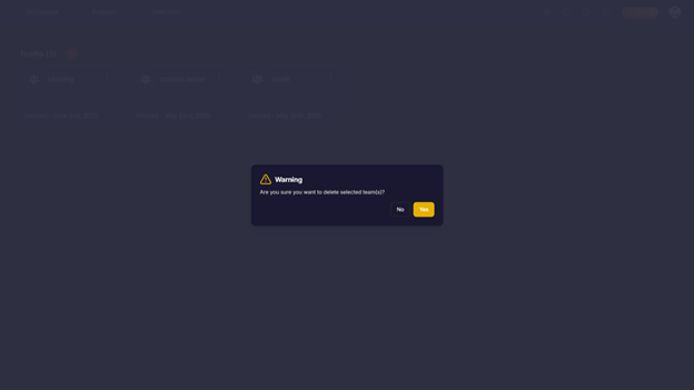 Confirm Team Delete - aeromegh.ai